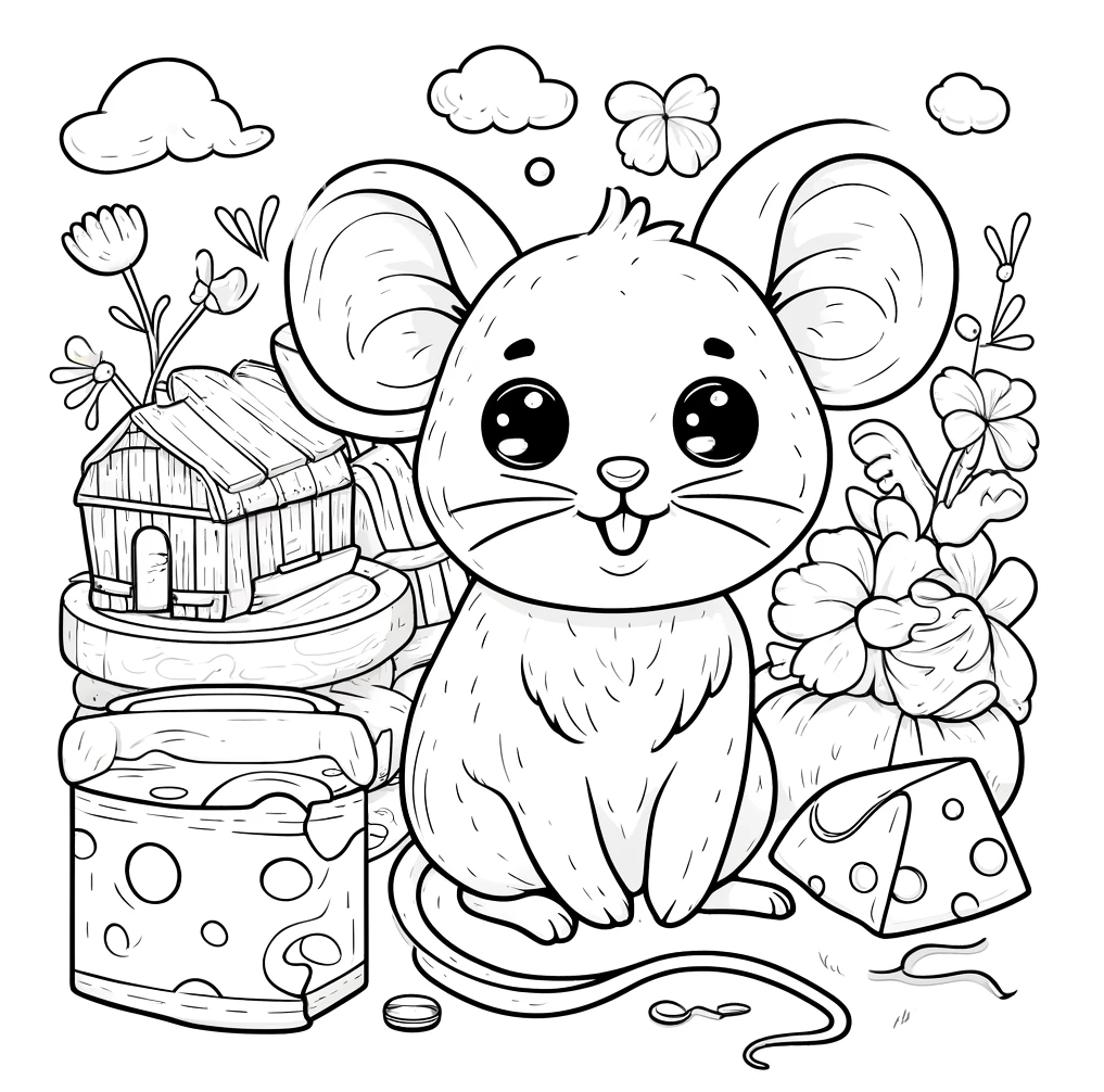 Free mouse coloring page – DrawingEZ